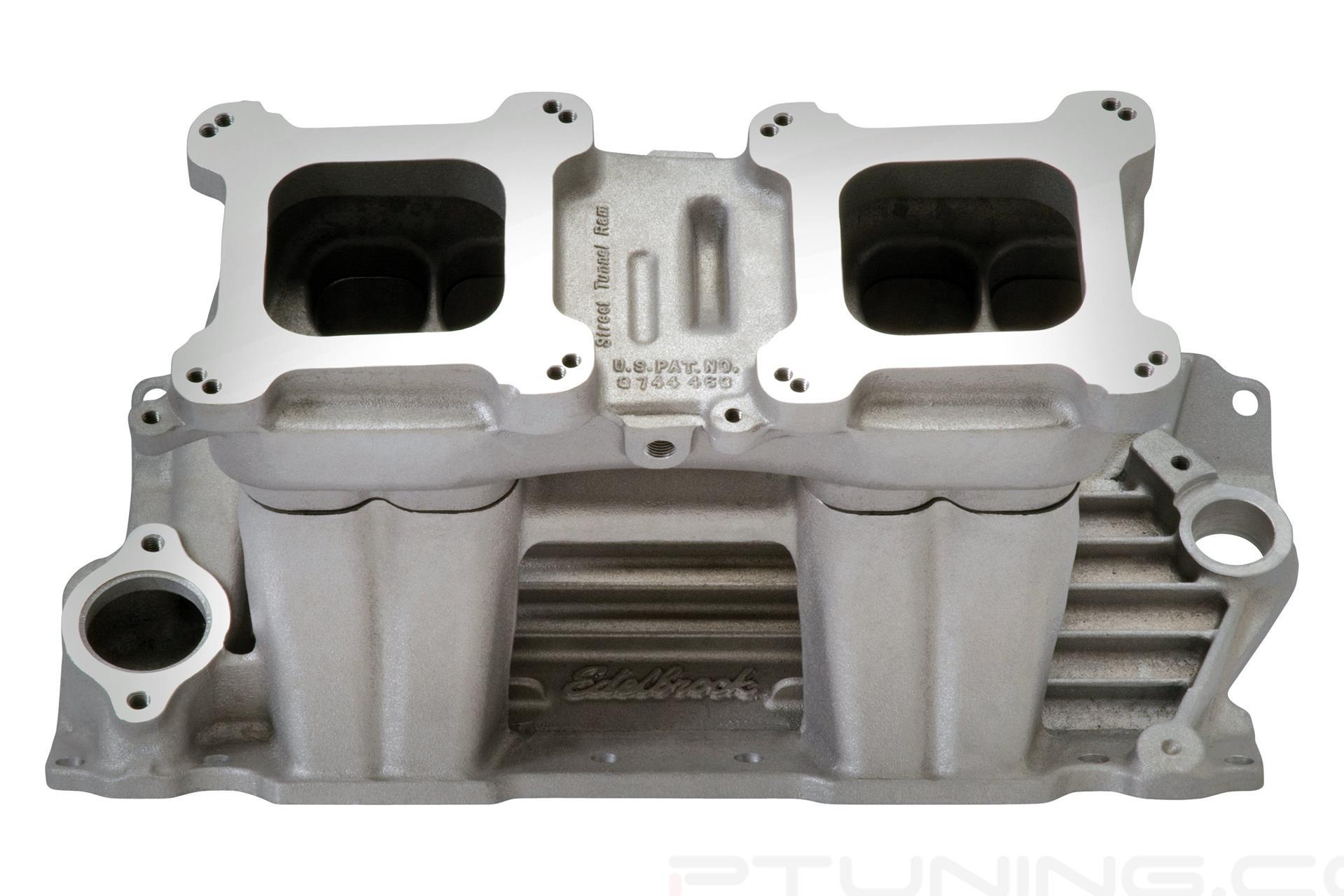 Edelbrock 7110 - Street Tunnel Ram Dual-Quad Satin Intake Manifold ...