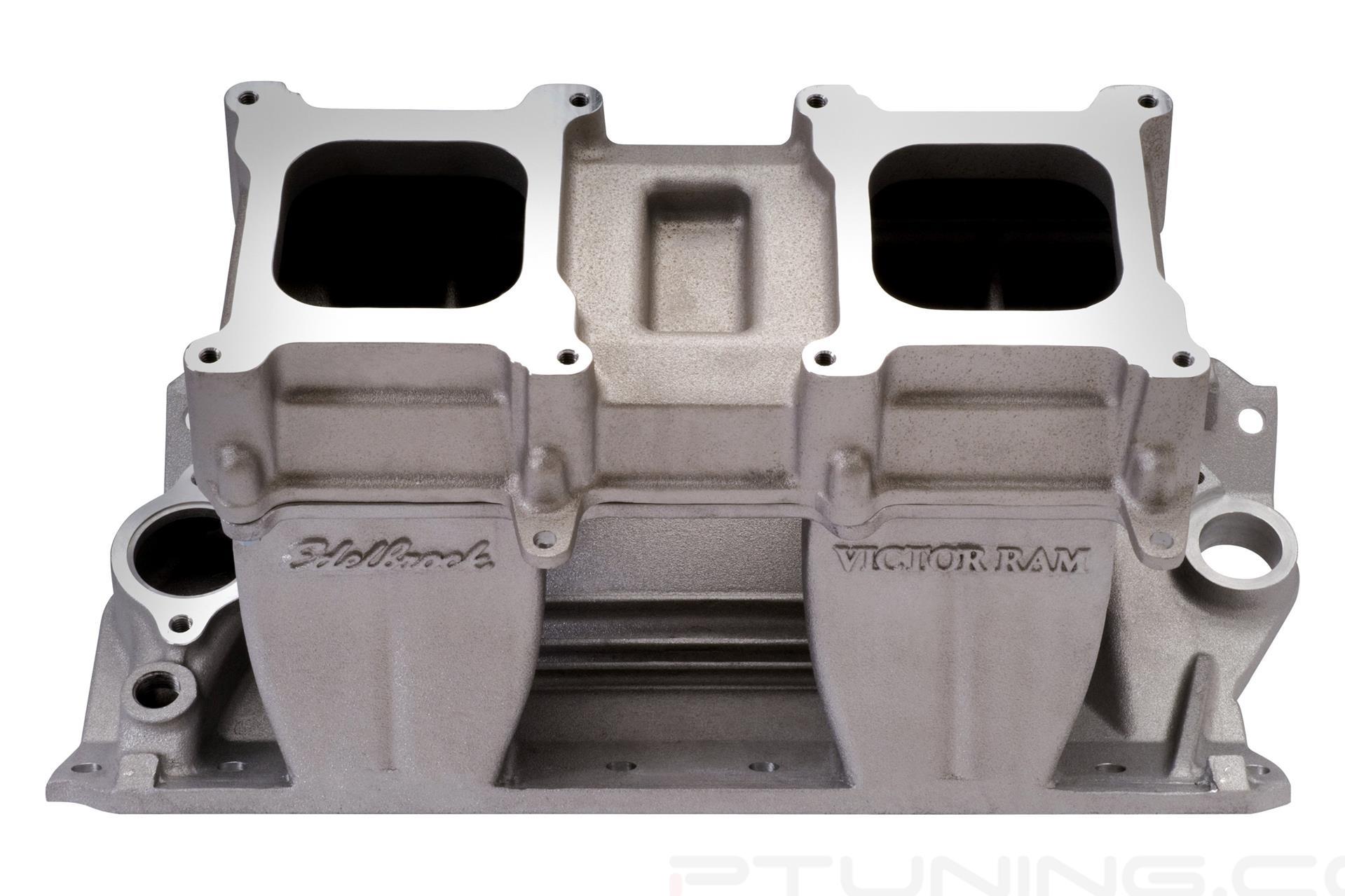 Edelbrock 7070 - Victor Ram Dual-Quad Satin Intake Manifold Base ...